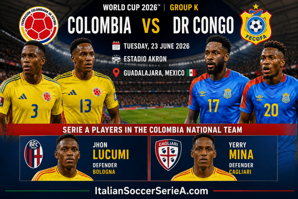 Colombia vs. DR Congo Official Lineups, Tuesday, 23 June 2026, World ...