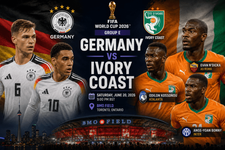 Germany and Ivory Coast official lineups, Saturday, 20 June 2026, World ...