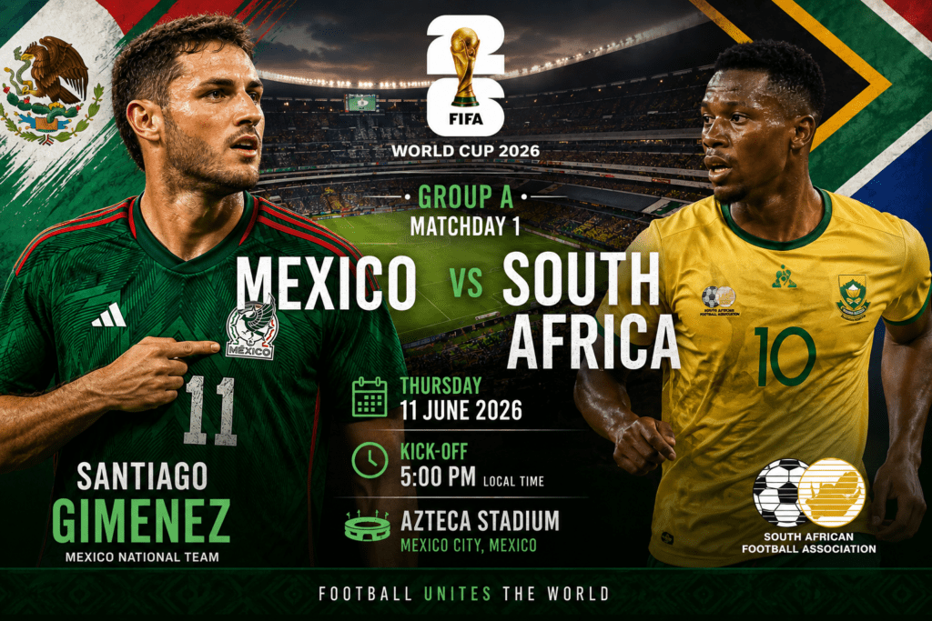 Mexico vs South Africa Official Lineups, Thursday, 11 June 2026, FIFA ...